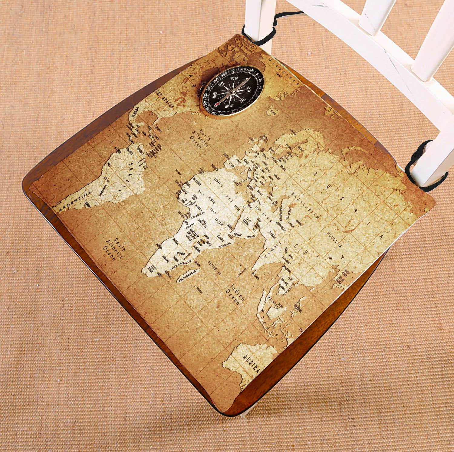 ECZJNT An old brass compass on a Treasure map Bed Runner Bed Scarf Bed ...