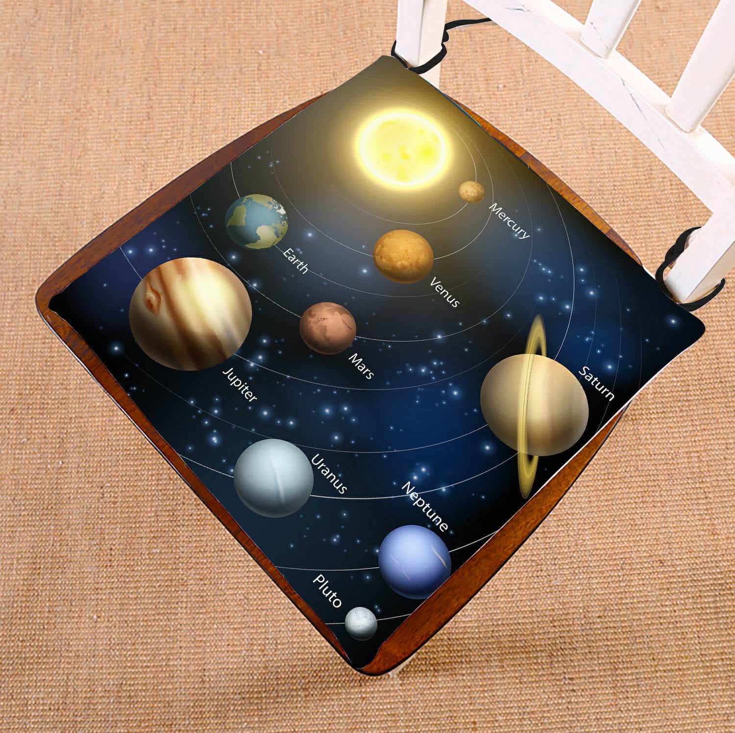 ECZJNT An planets our solar system text name labels seat pad chair pads ...