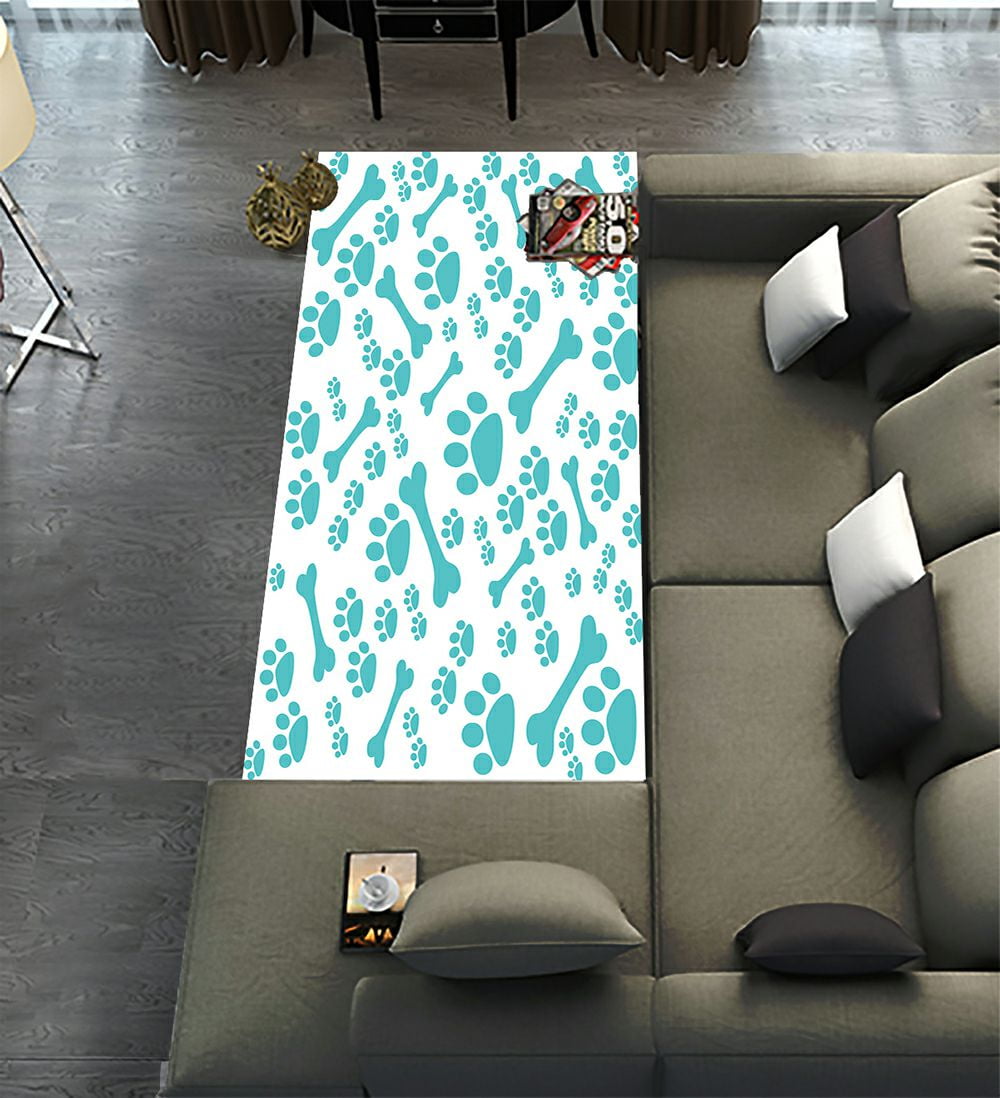 ECZJNT Background With Dog Paw Print And Bone Runner Rug 2 x 10ft Long ...