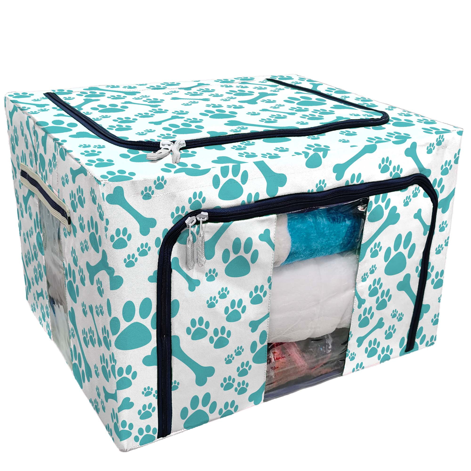 ECZJNT Background with dog paw print and bone Storage Bag Clear Window ...