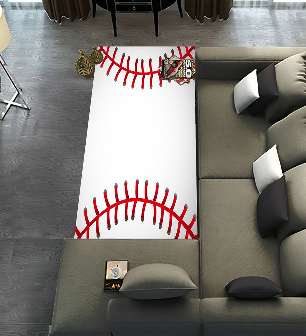 ECZJNT Baseball Ball Texture Runner Rug 3.3 x 10ft Long Area Rug Carpet ...