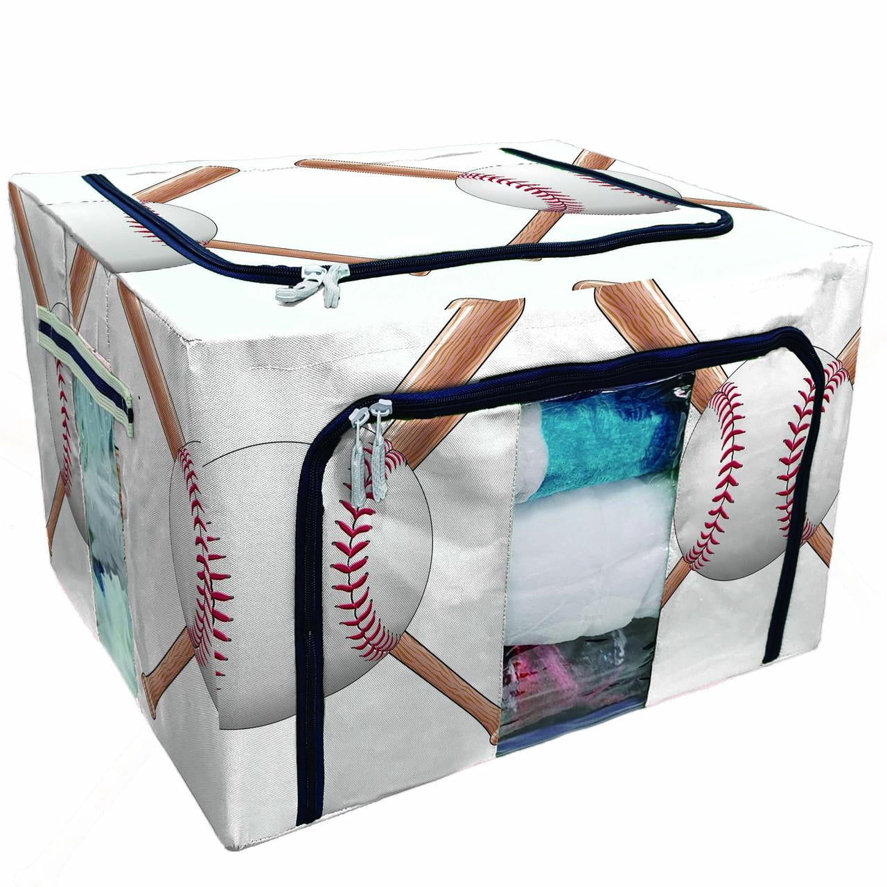 ECZJNT Baseball With Bats two crossed wooden bats Storage Bag Clear ...