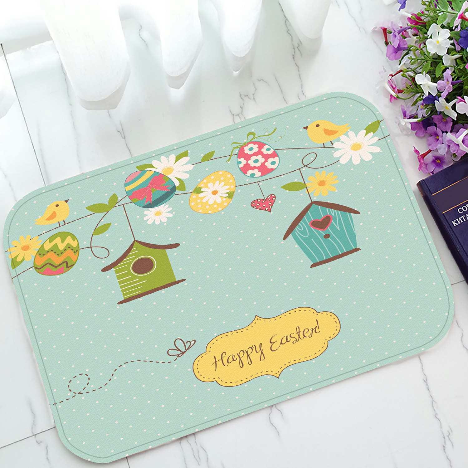 ECZJNT Beautiful Spring bird houses birds eggs and flowers Welcome ...