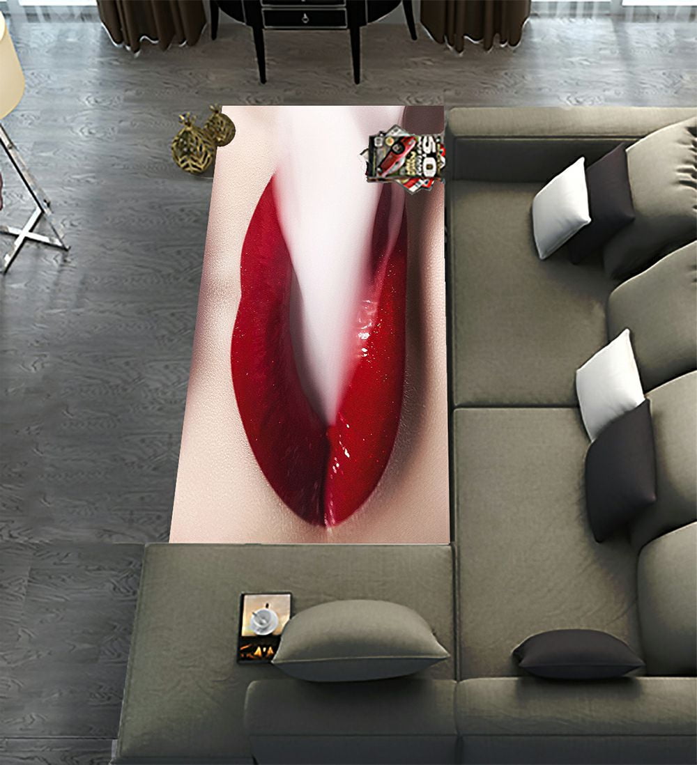 ECZJNT Beauty Smoke Lips Red Runner Rug 4 x 12ft Long Area Rug Carpet ...