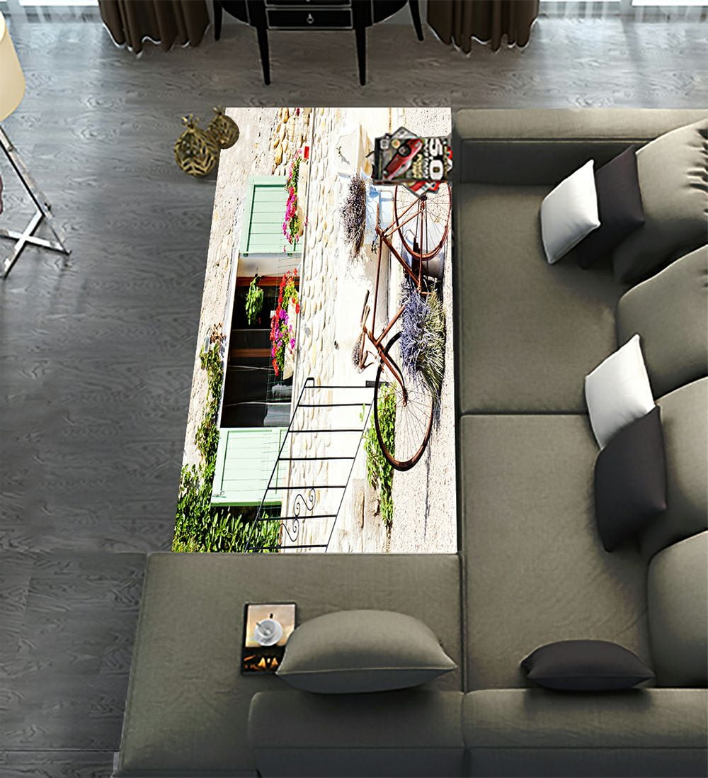 ECZJNT Bicycle Provence France Runner Rug 4 x 12ft Long Area Rug Carpet ...