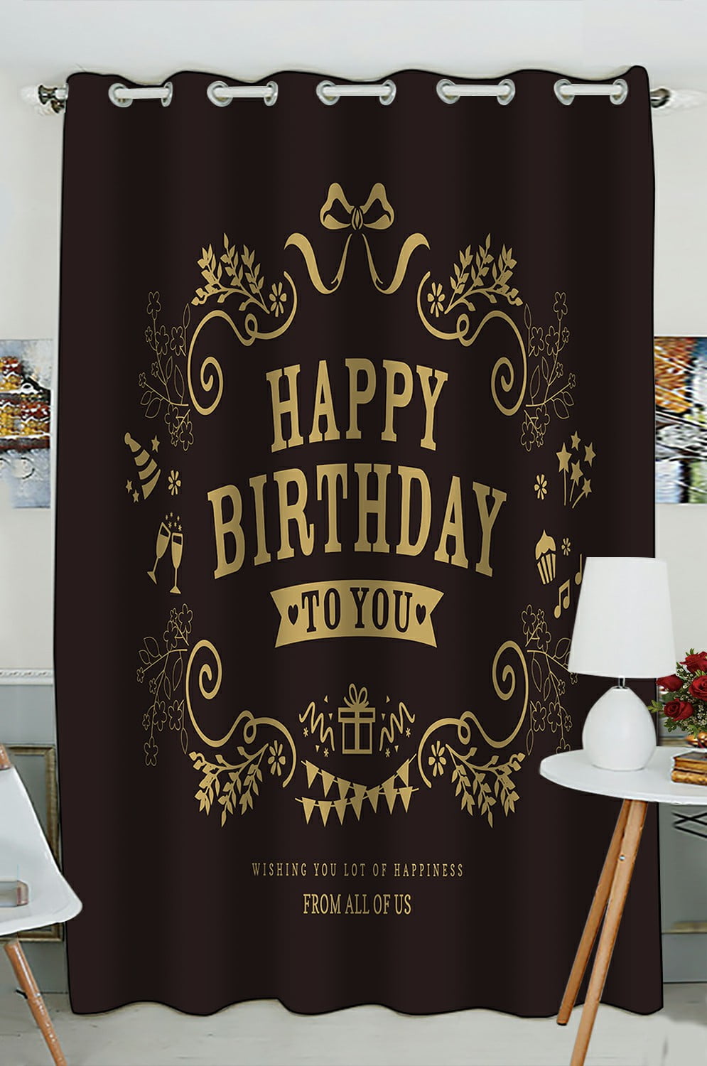 ECZJNT Birthday card design Blackout Window Curtain Drapery Panels ...