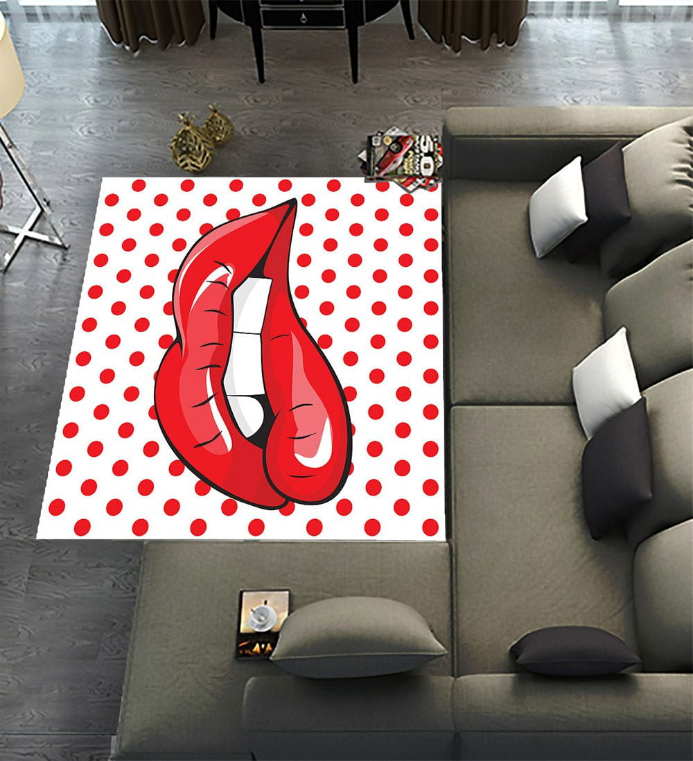 ECZJNT Biting Her Red Lips Teeth Pop Art Area Rugs 3 x 5ft Floor Carpet ...
