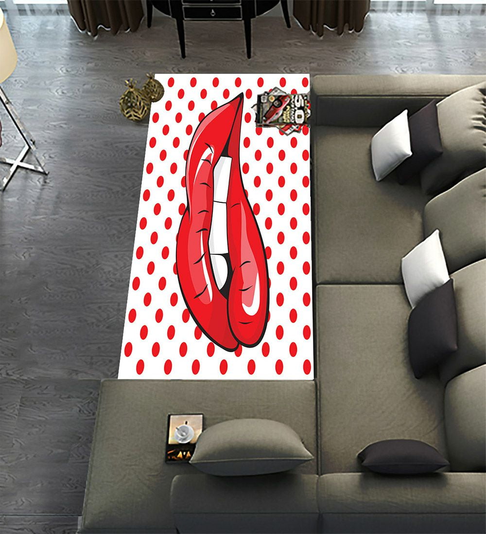 ECZJNT Biting Her Red Lips Teeth Pop Art Runner Rug 3.3 x 7ft Long Area ...