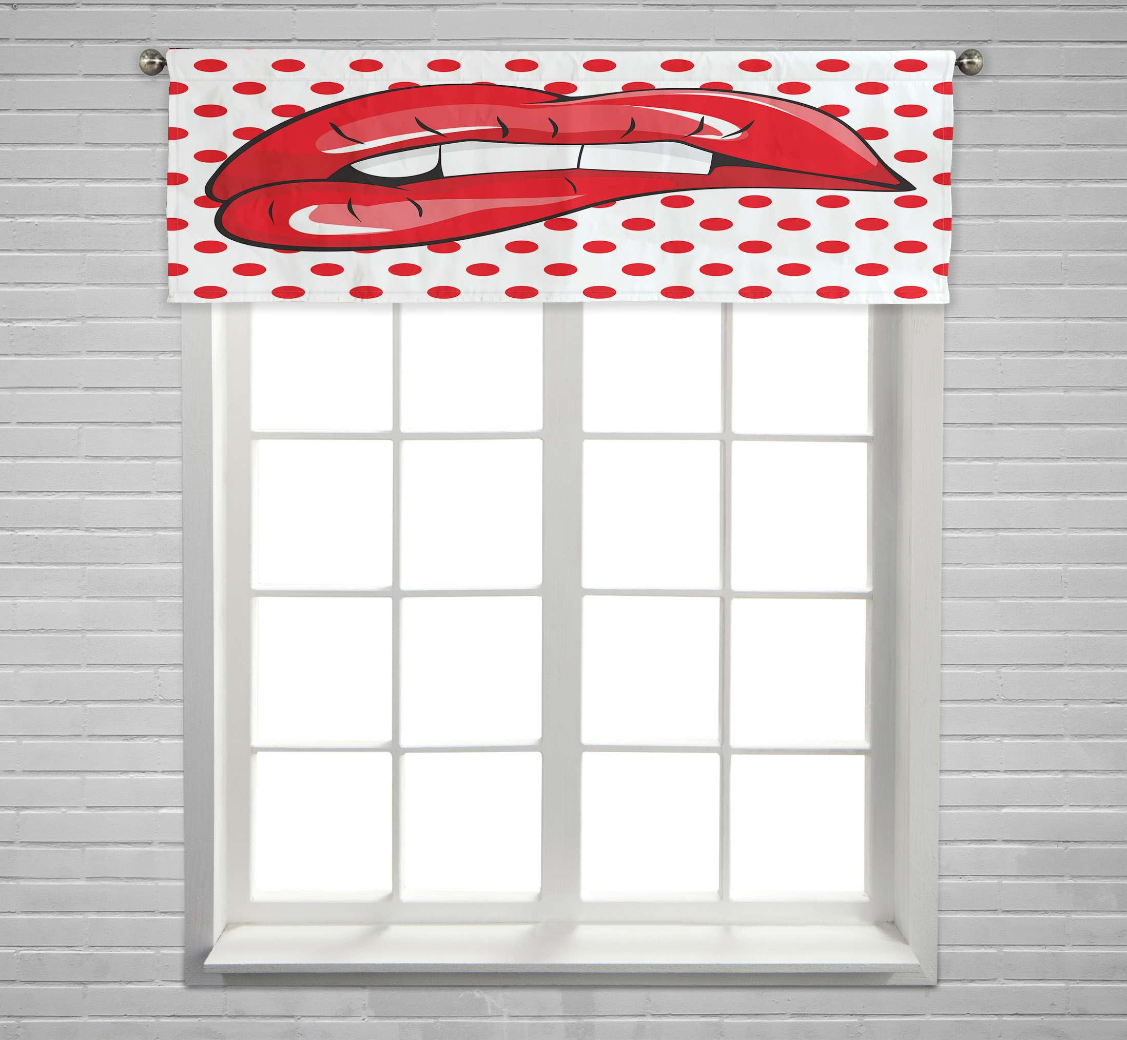 ECZJNT Biting her red lips teeth pop art Window Curtain Valance Rod ...
