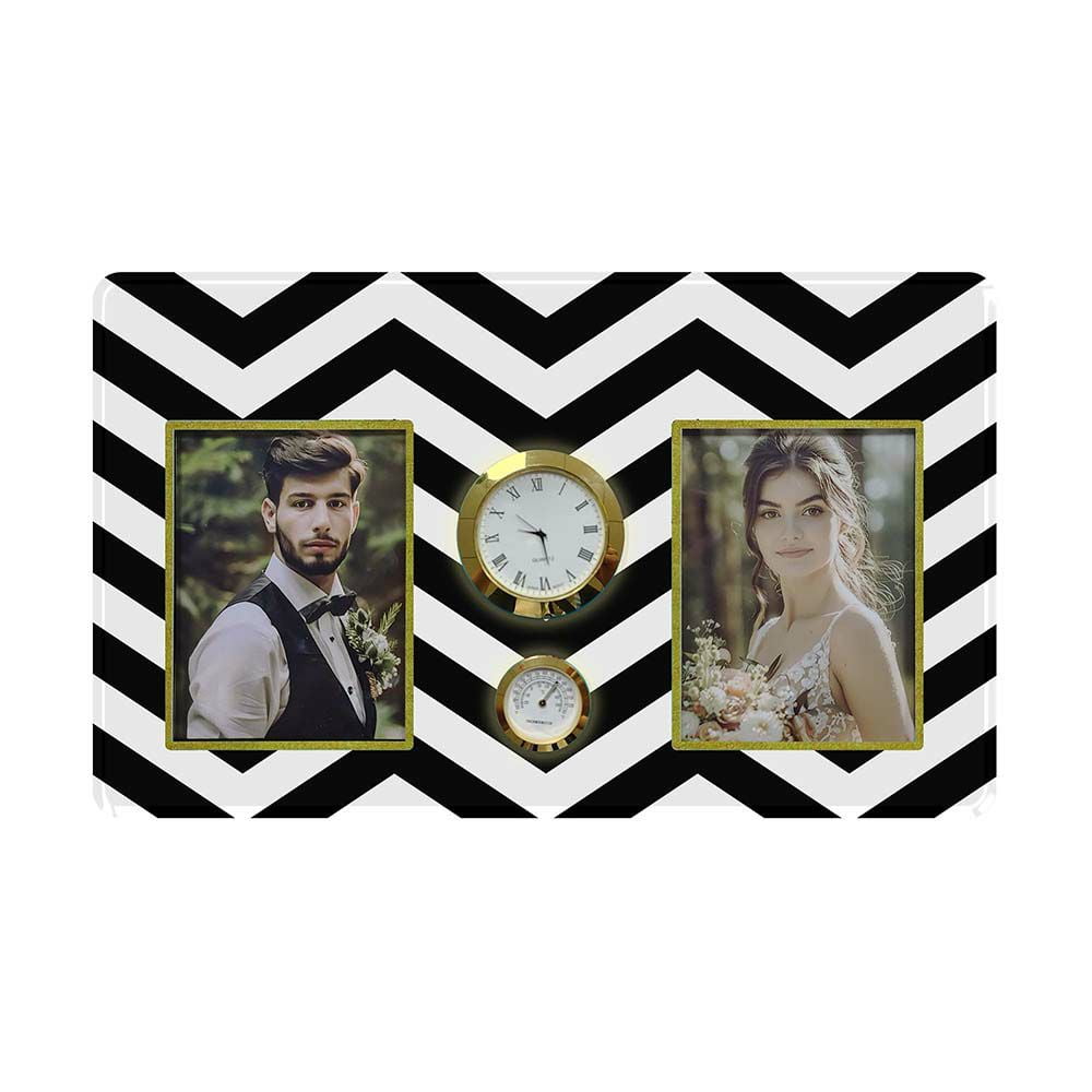 ECZJNT Black And White Zigzag Family Couple Photo Picture Frame with ...