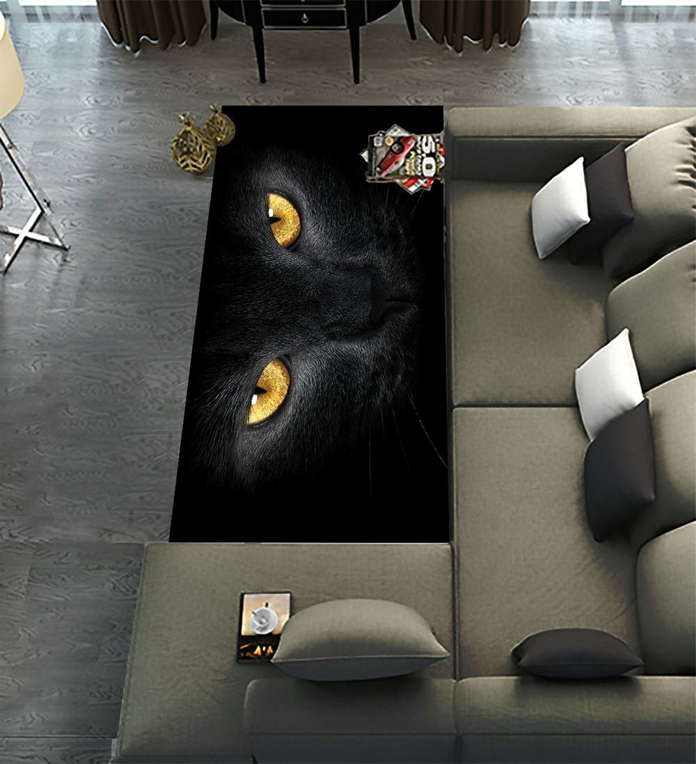 ECZJNT Black Cat Runner Rug 2.6 x 10ft Long Area Rug Carpet for Hallway ...