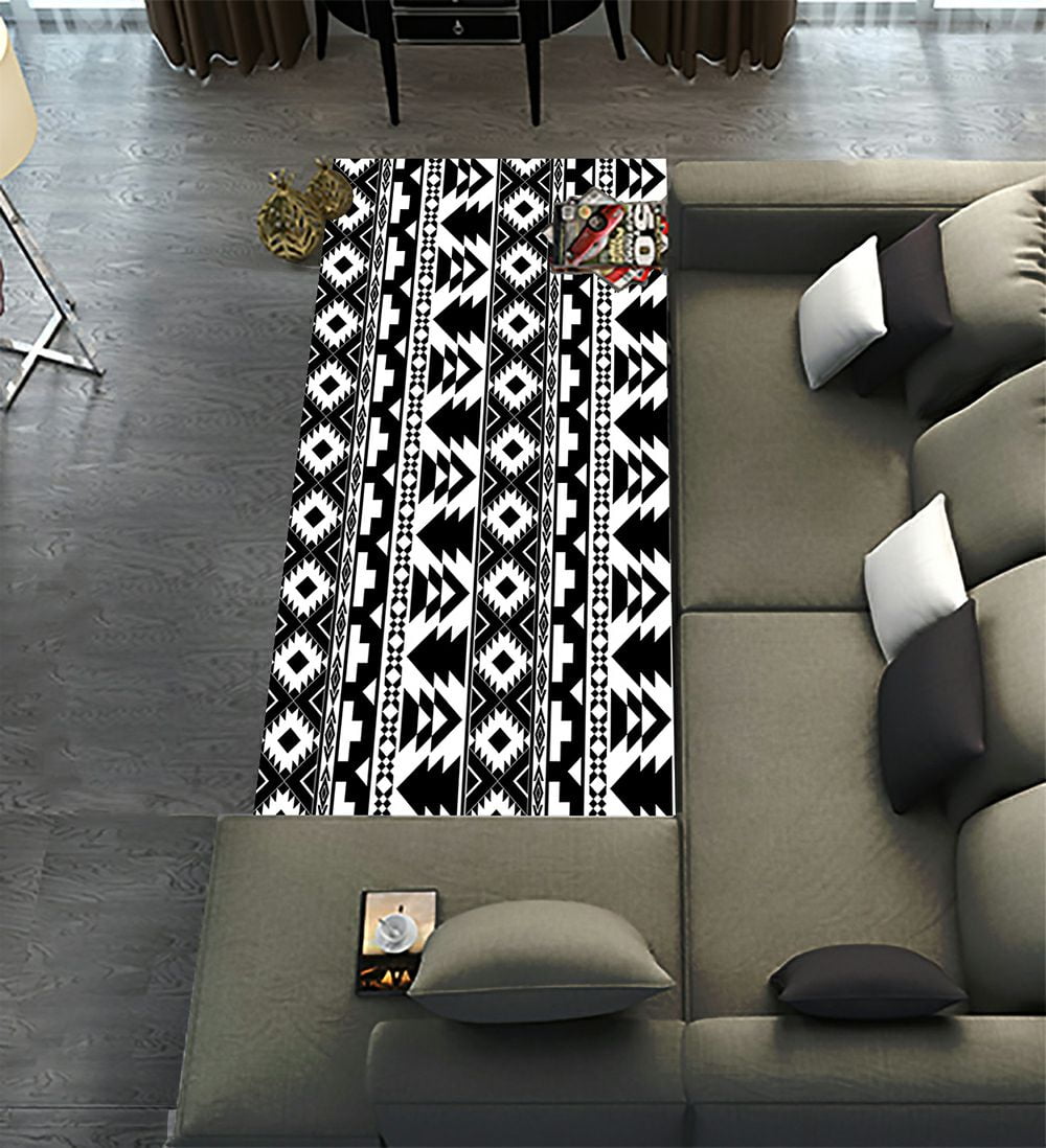 ECZJNT Black White Boho Hippy Runner Rug 4 x 12ft Long Area Rug Carpet ...