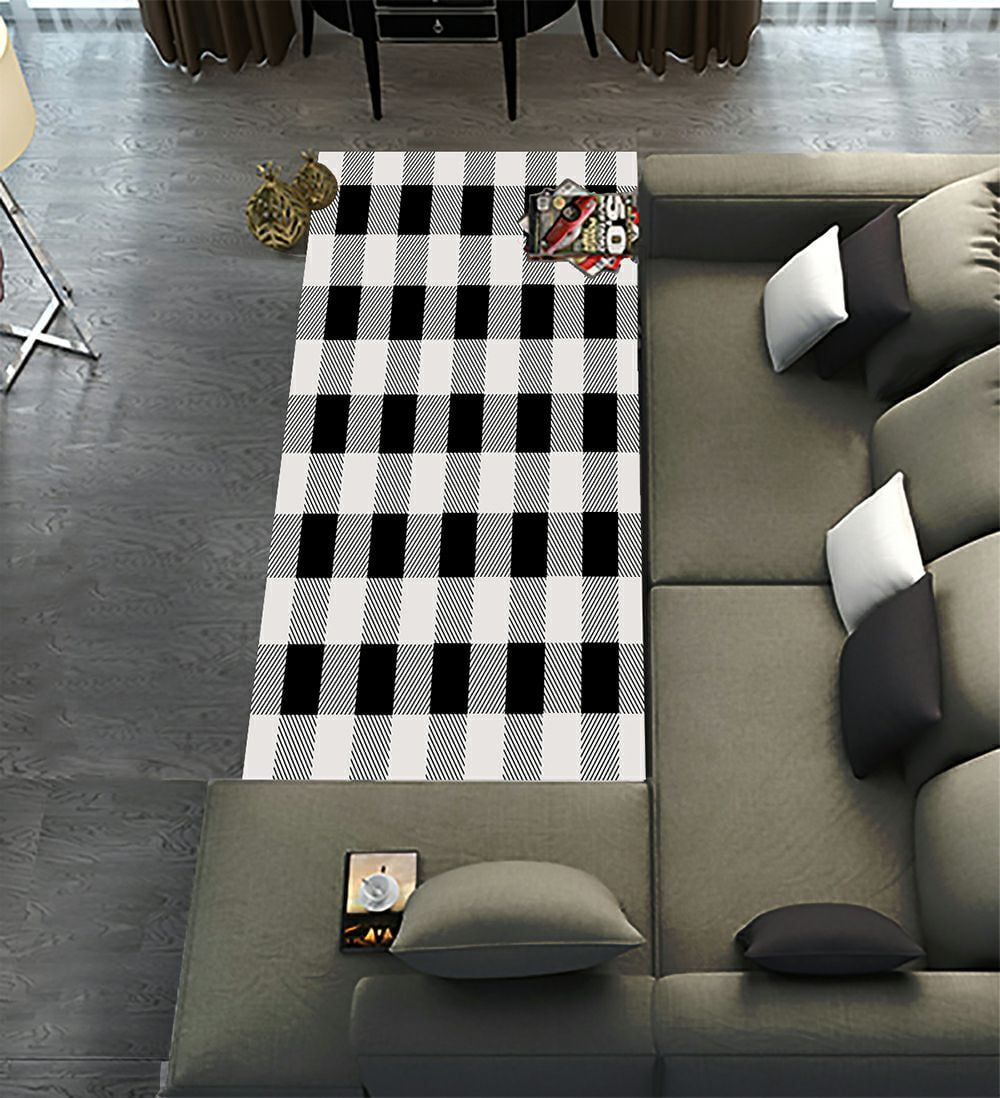 ECZJNT Black White Lumberjack Plaid Runner Rug 1.3 x 7ft Long Area Rug ...
