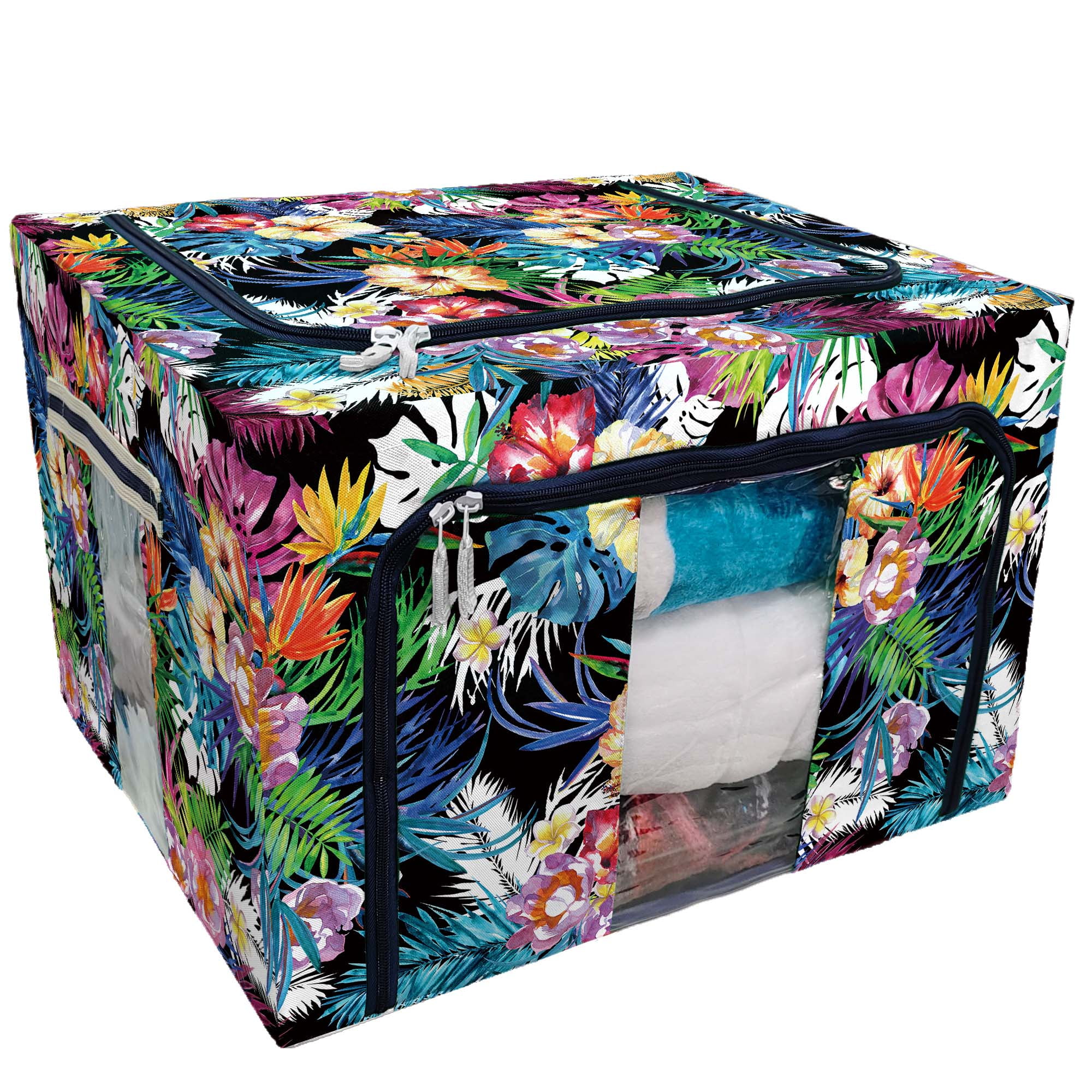 ECZJNT Blossom flowers colorful leaves monstera palm leaves Storage Bag ...