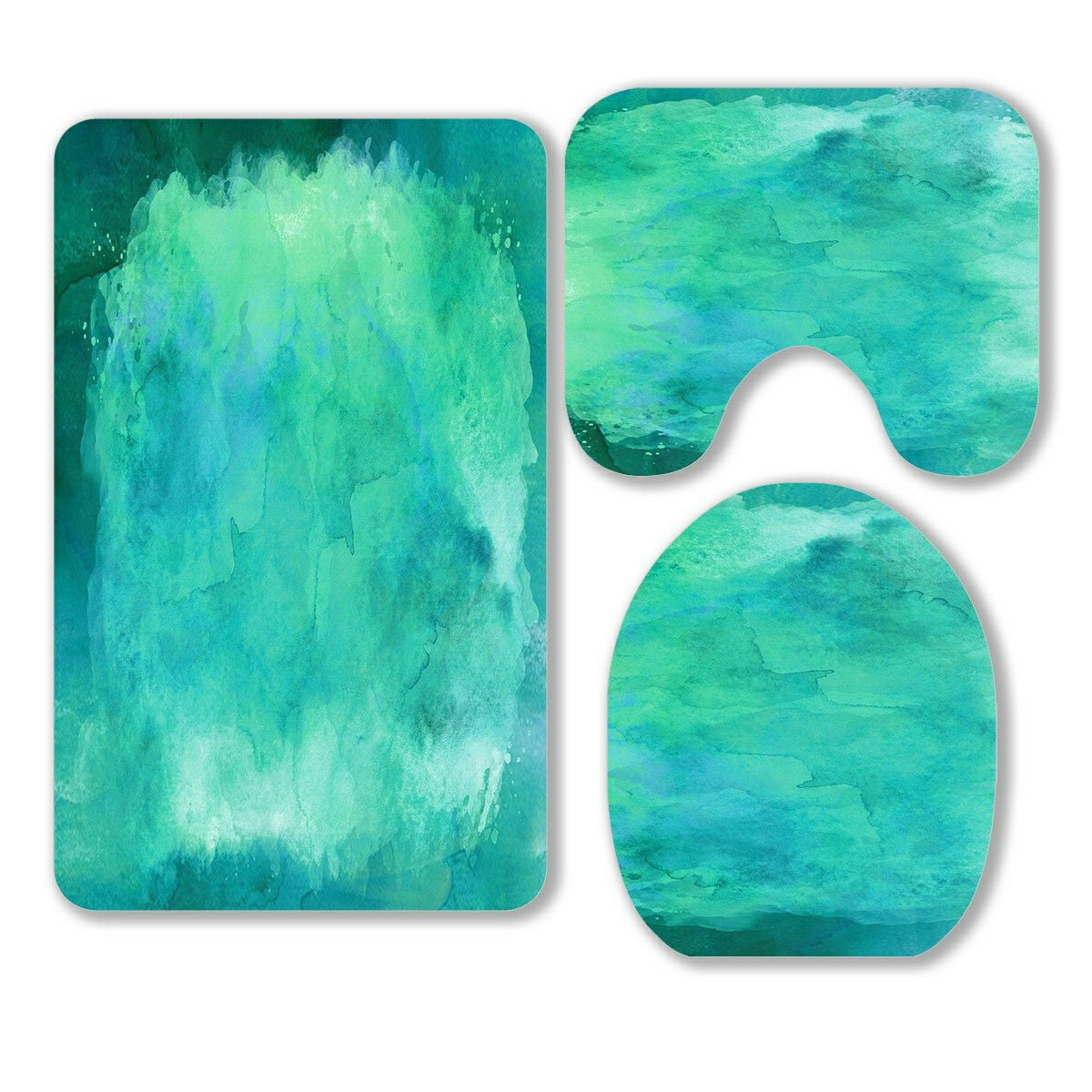 ECZJNT Blue Green Aqua Teal Turquoise Paper 3 Piece Bathroom Rugs Set ...