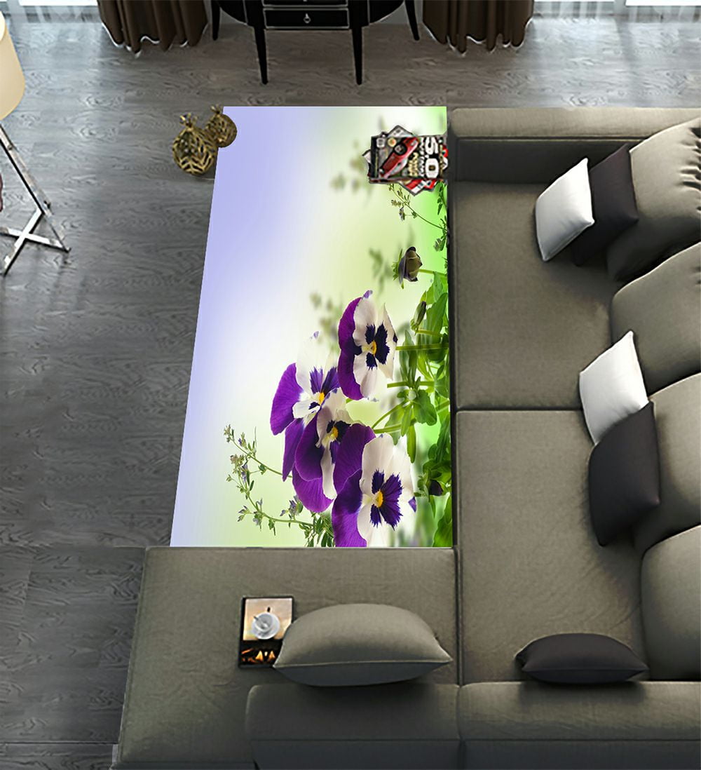 ECZJNT Blue Spring Violets Runner Rug 3.3 x 7ft Long Area Rug Carpet ...