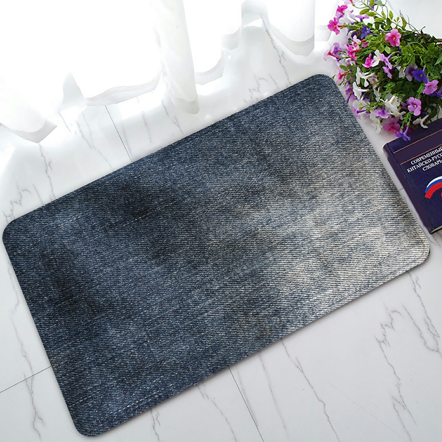 ECZJNT Blue jeans cloth texture Welcome Doormat Bath Mat Rug Entrance ...