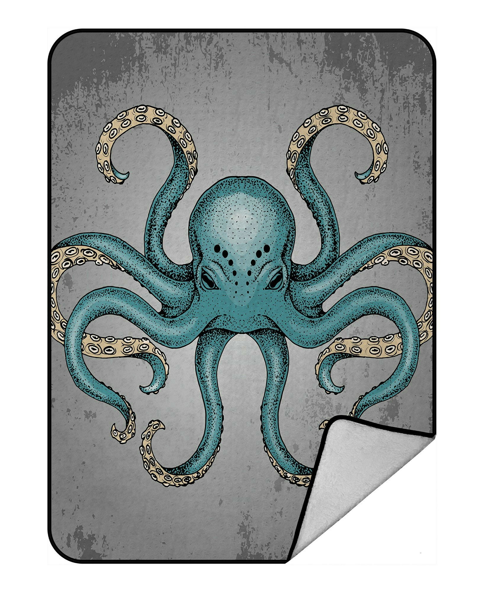 ECZJNT Blue octopus grunge dotwork tattoo Throw Blanket Fleece Blankets ...