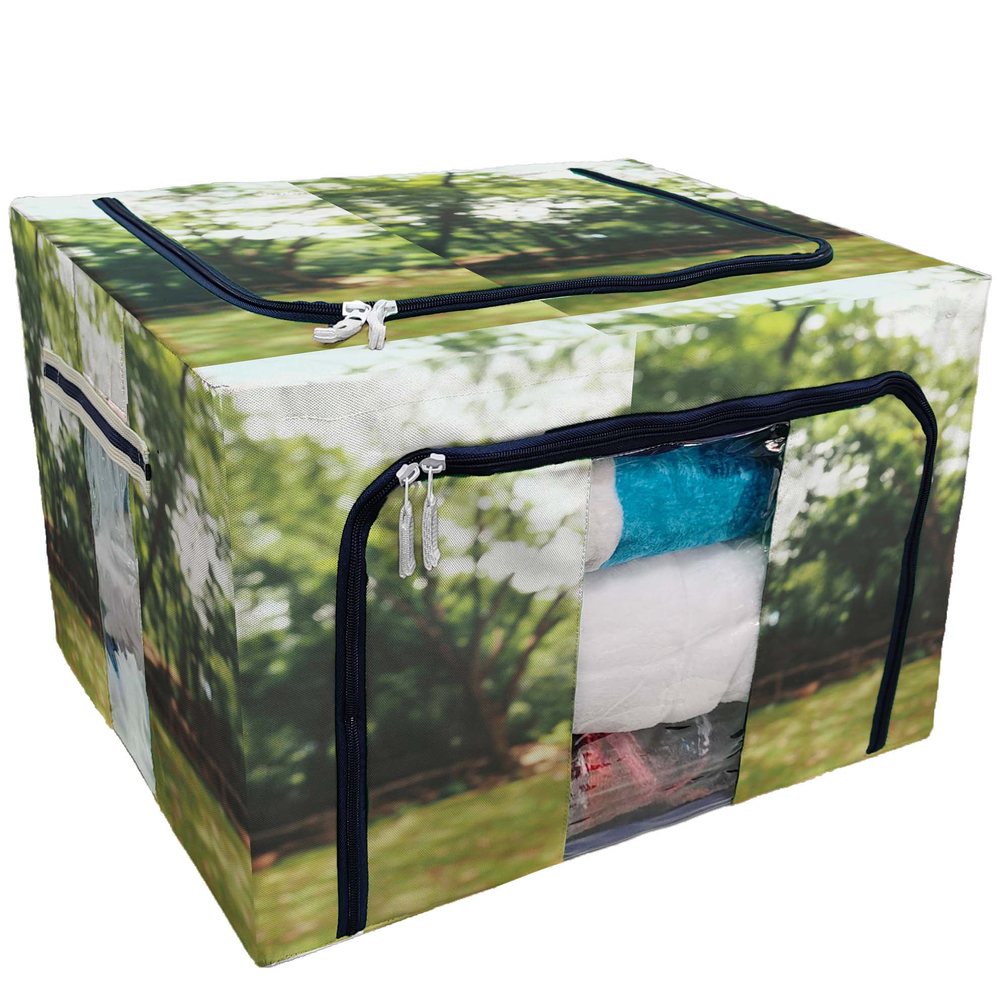ECZJNT Blurred forest Storage Bag Clear Window Storage Bins Boxes Large ...
