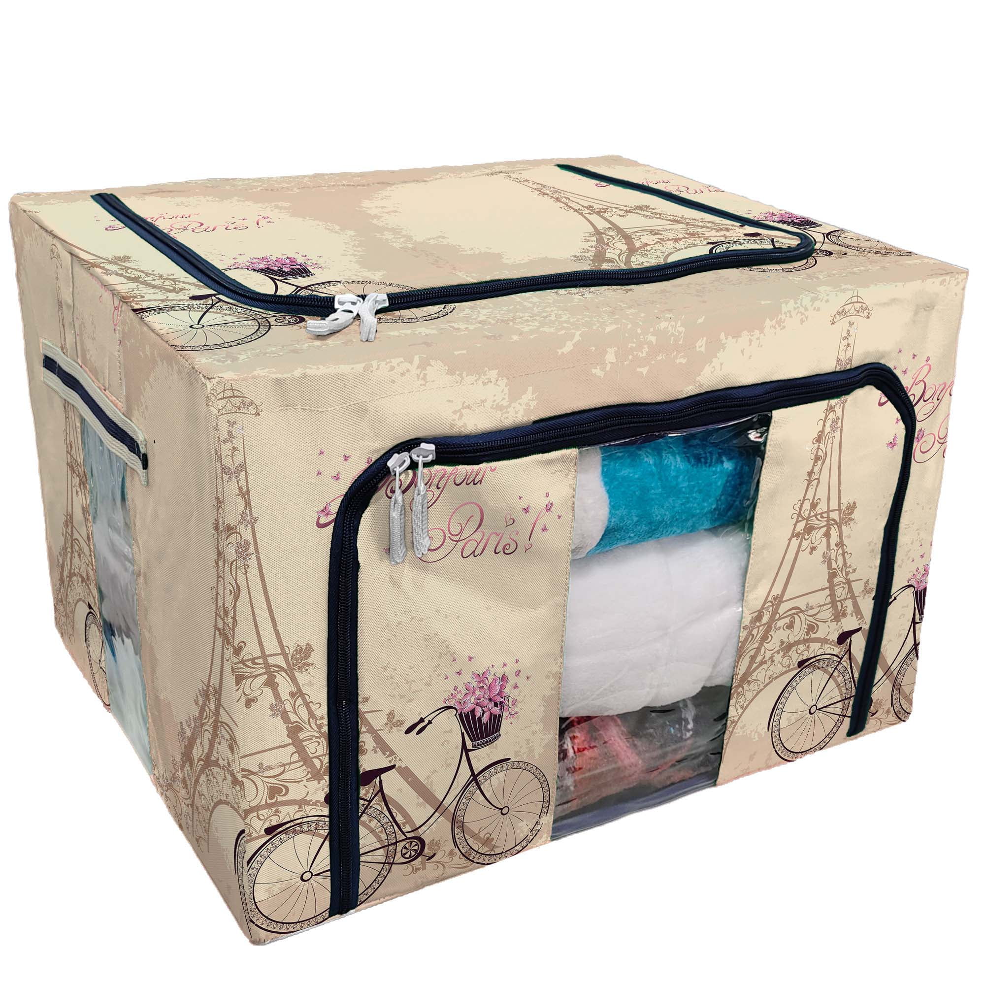 ECZJNT Bonjour Paris tower eiffel and bicycle Storage Bag Clear Window ...