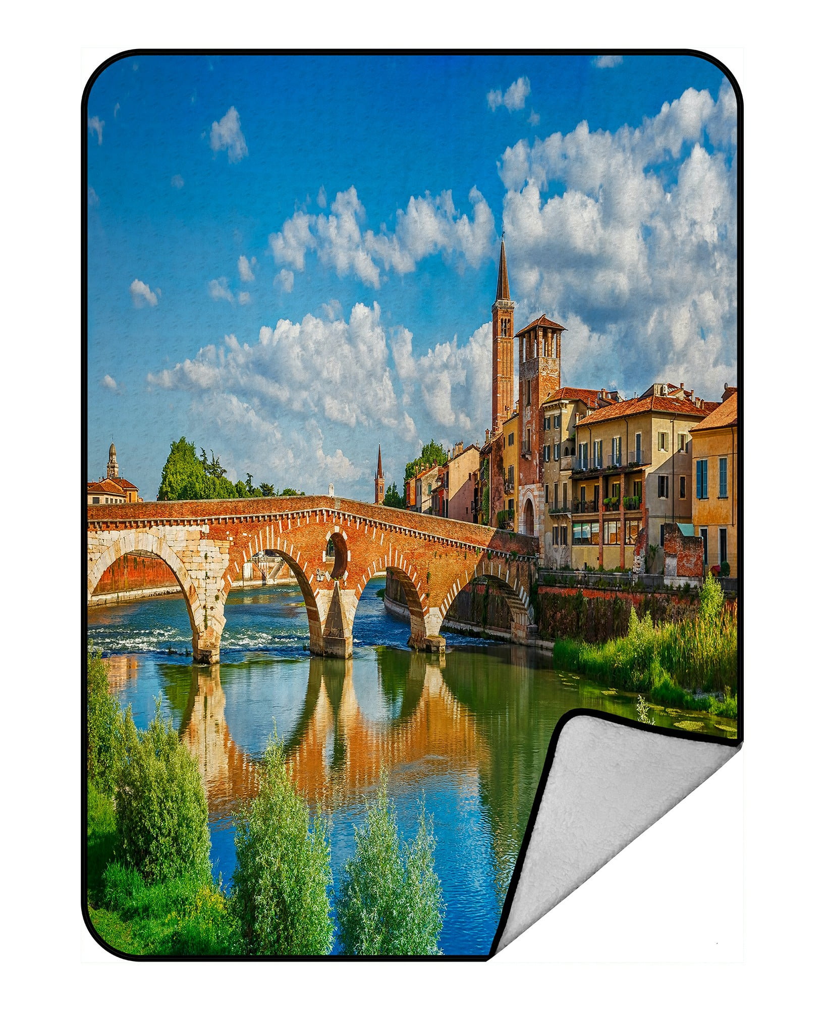 ECZJNT Bridge Ponte Pietra Verona Adige river Throw Blanket Fleece ...
