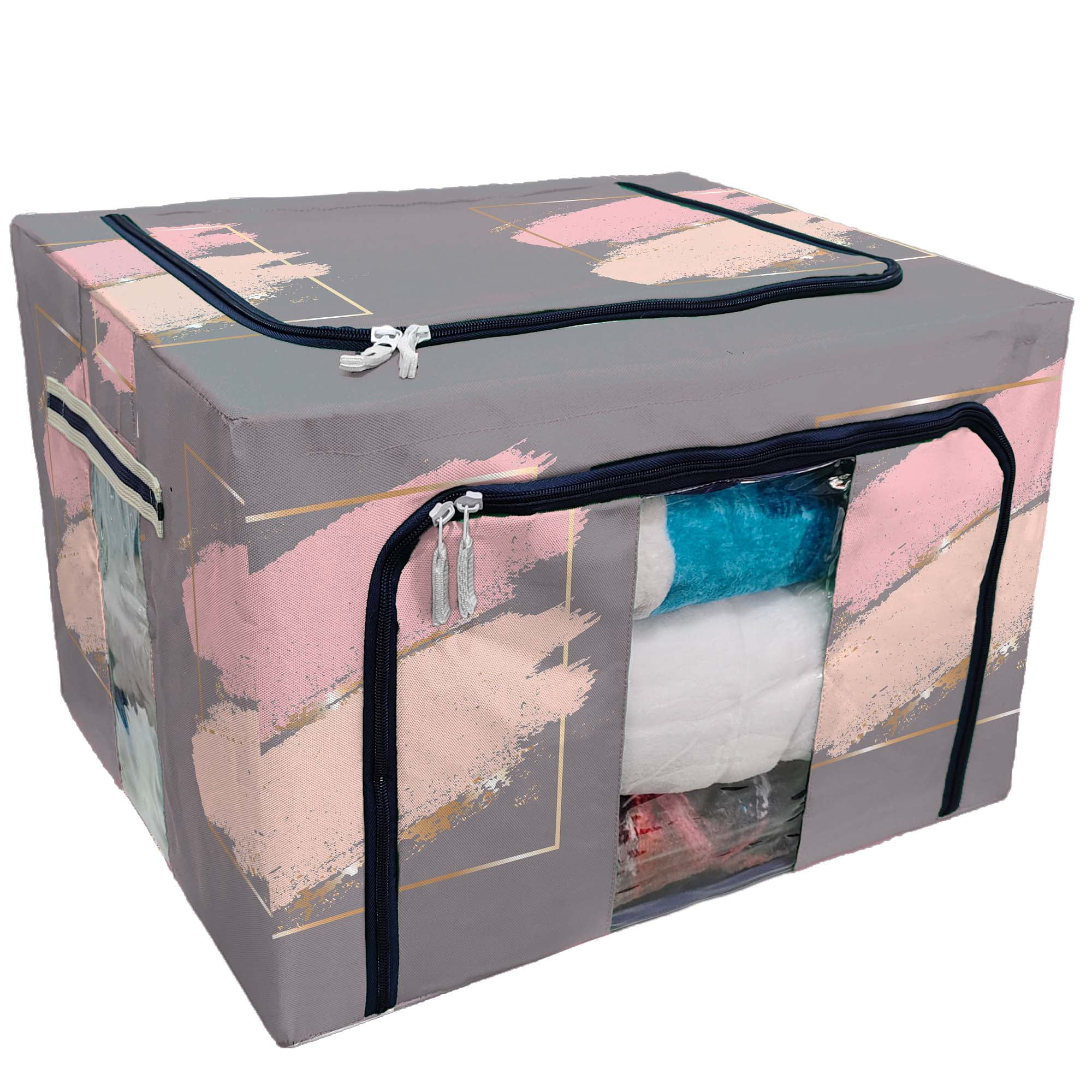 ECZJNT Brush strokes in gentle skin tones gold square frame Storage Bag ...