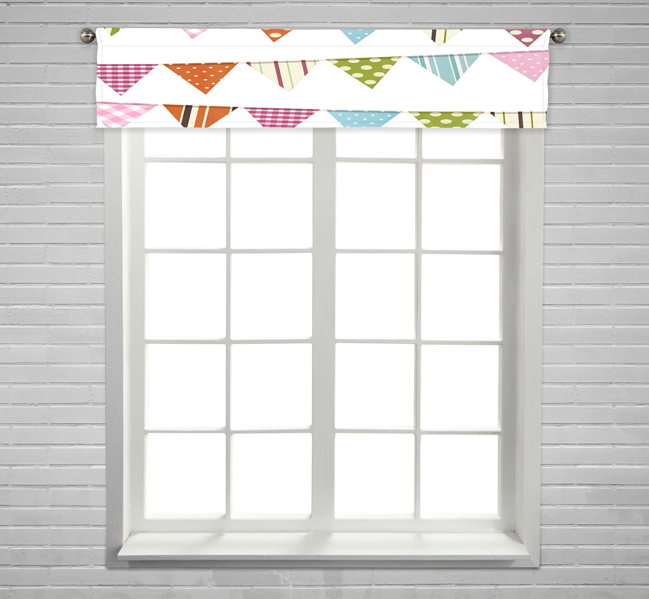 ECZJNT Bunting flags on a white background Window Curtain Valance Rod ...