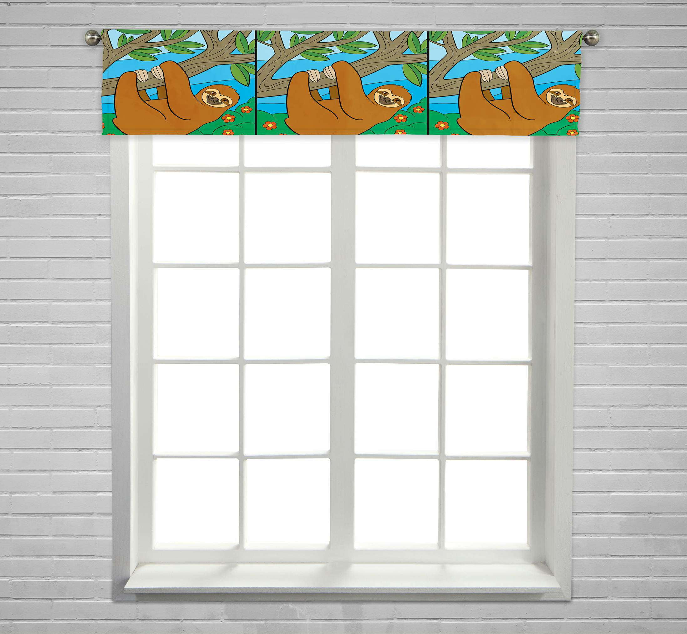 ECZJNT Cartoon Animals Cute Lazy Sloth Hangs Tree Branch Smiles Window ...