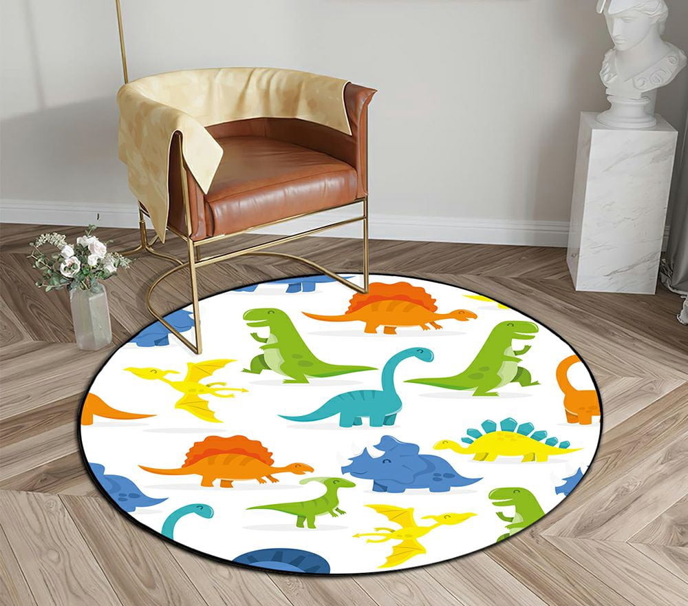 ECZJNT Cartoon Dinosaurs Round Area Rugs Diameter 5 x 5ft Floor Carpet ...