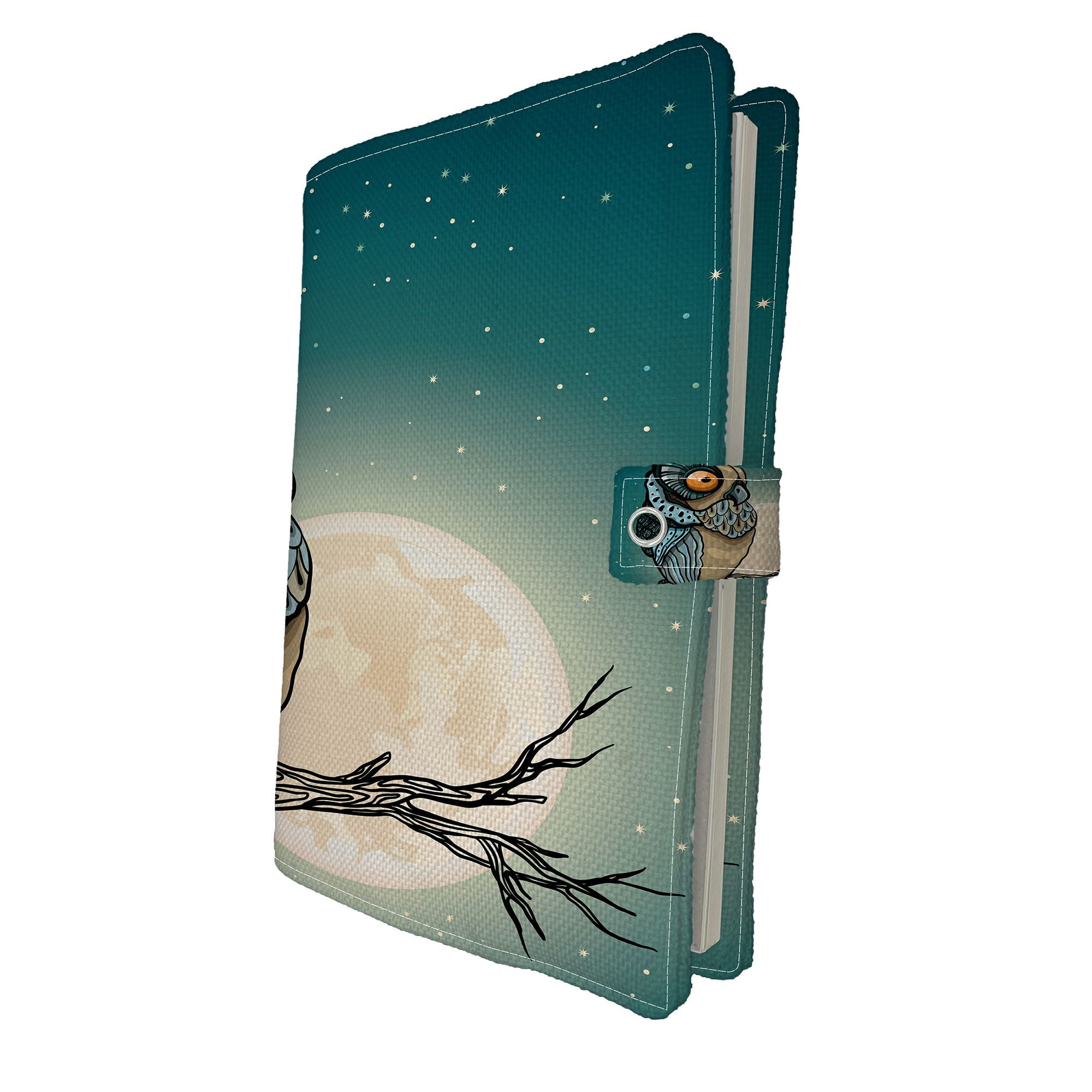 ECZJNT Cartoon Owl Branch In The Night Starry Sky Full Moon Book Cover ...