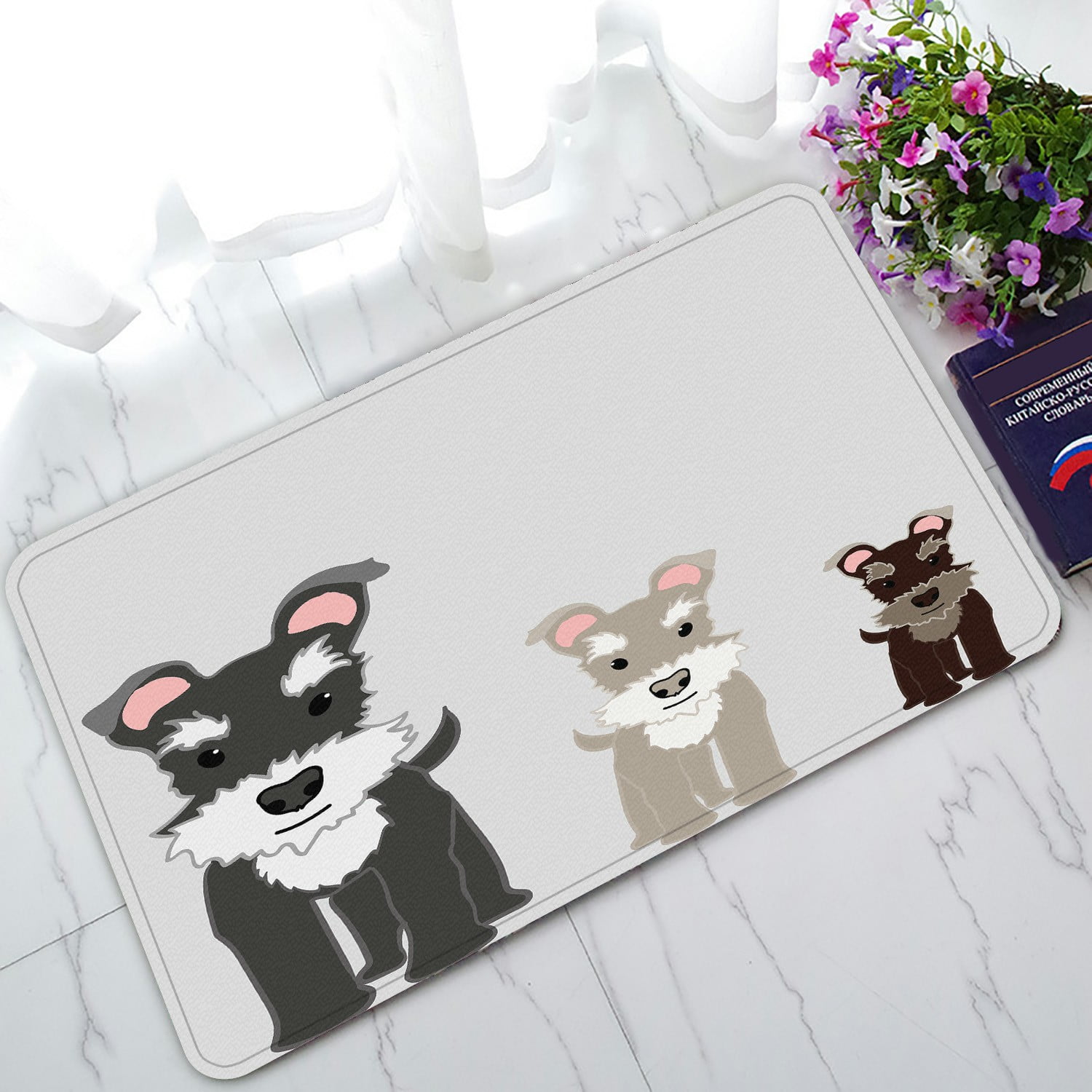 ECZJNT Cartoon Schnauzer Doormat Bath Mat Rug Entrance Rug Floor Mats ...