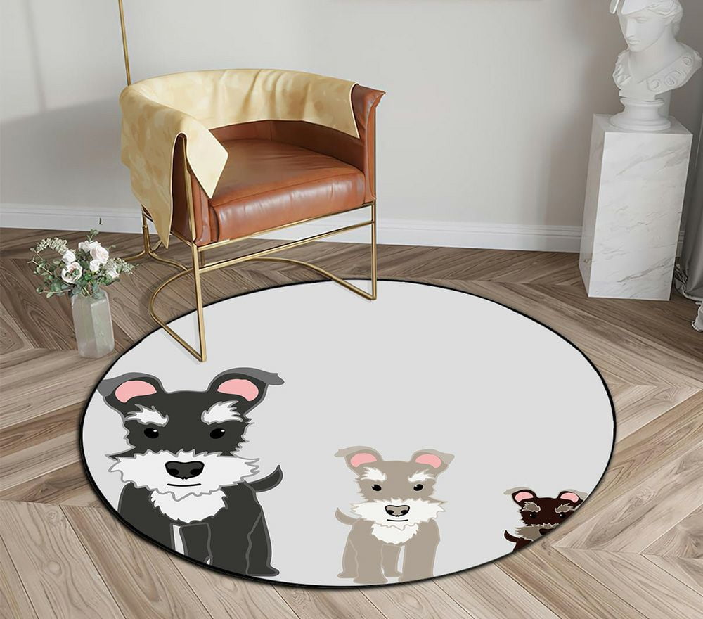 ECZJNT Cartoon Schnauzer Round Area Rugs Diameter 6 x 6ft Floor Carpet ...