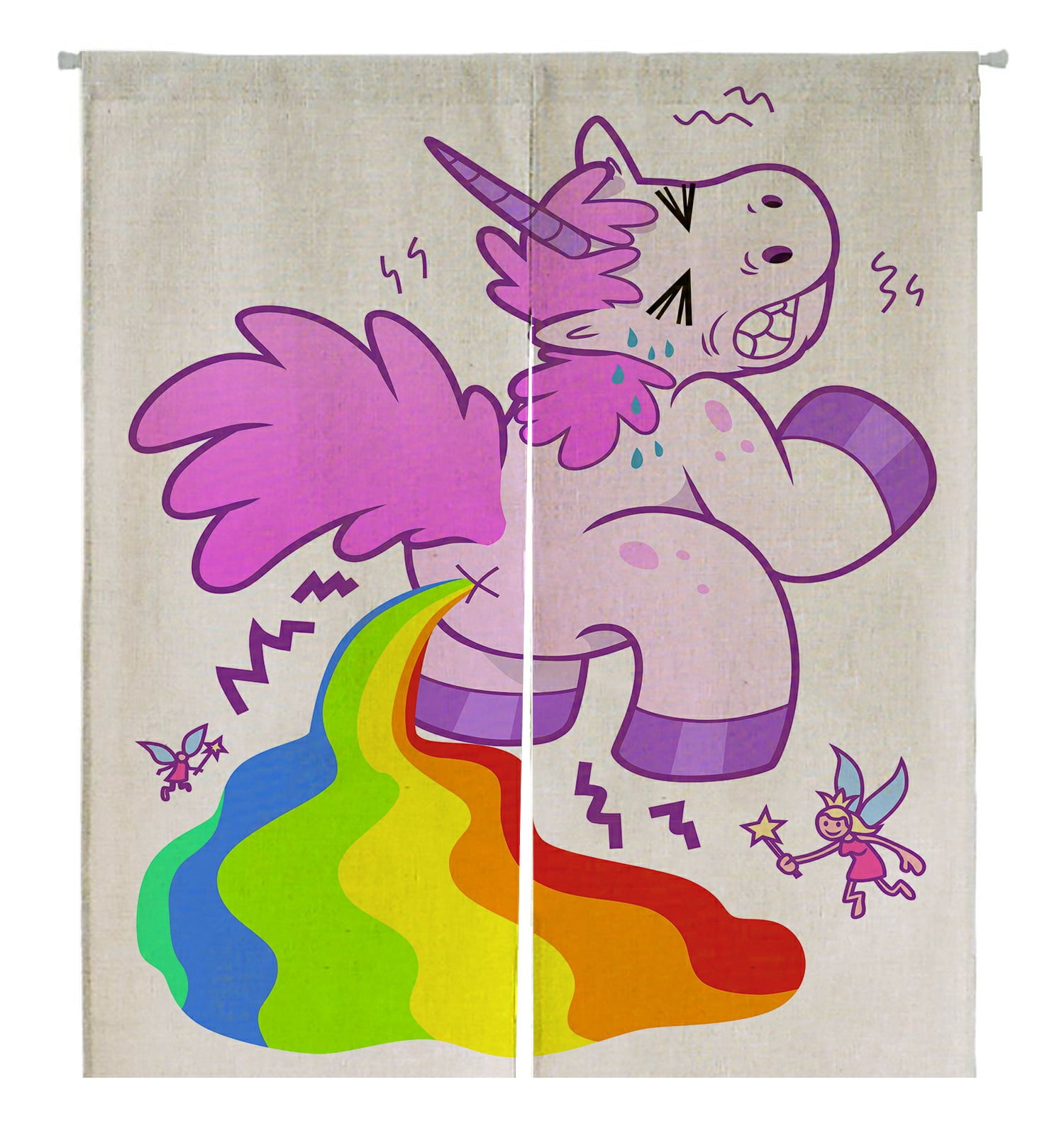 ECZJNT Cartoon unicorn pooping rainbow Japanese Noren Curtain Doorway ...