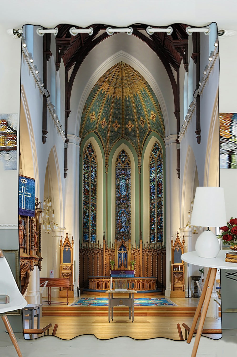 ECZJNT Choir altar Haga Church stained glass windows vault Blackout ...