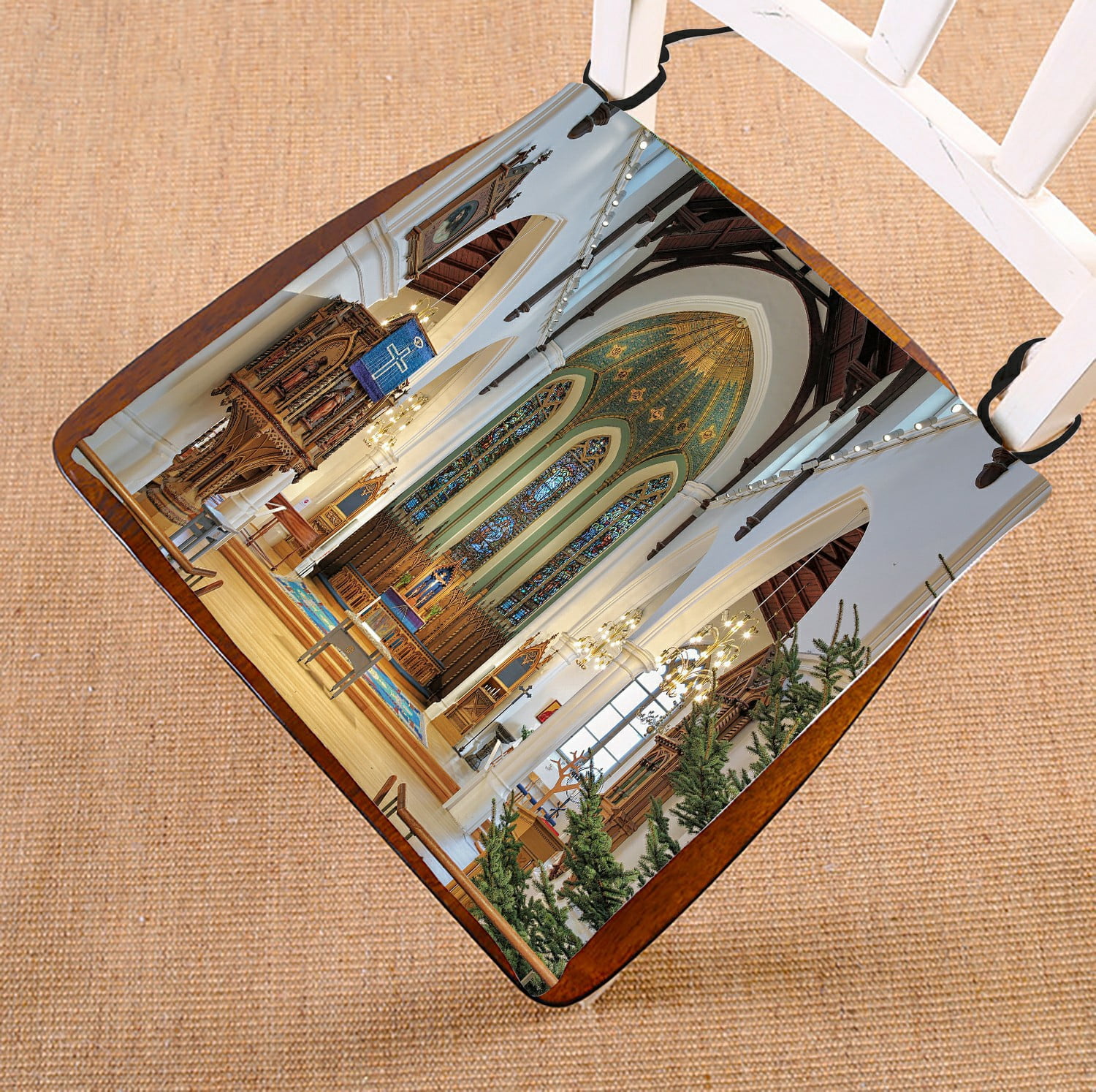 ECZJNT Choir altar Haga Church stained glass windows vault seat pad ...