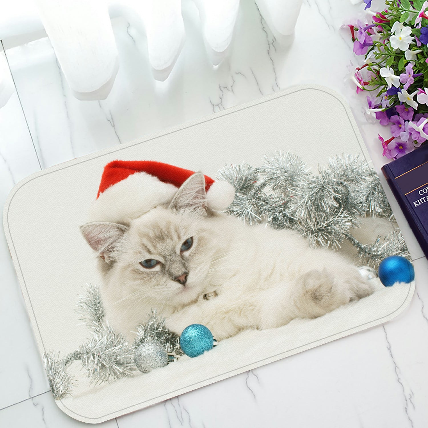 ECZJNT Christmas Ragdoll Cat Kitten Welcome Doormat Bath Mat Rug ...