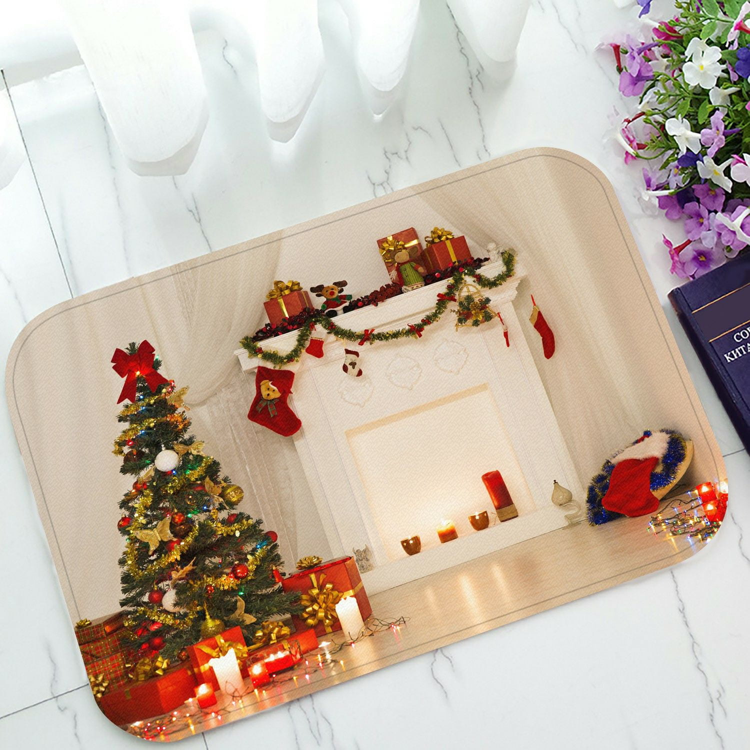 ECZJNT Christmas Xmas Tree Lights Presents Gifts Toys Fireplace Candles ...