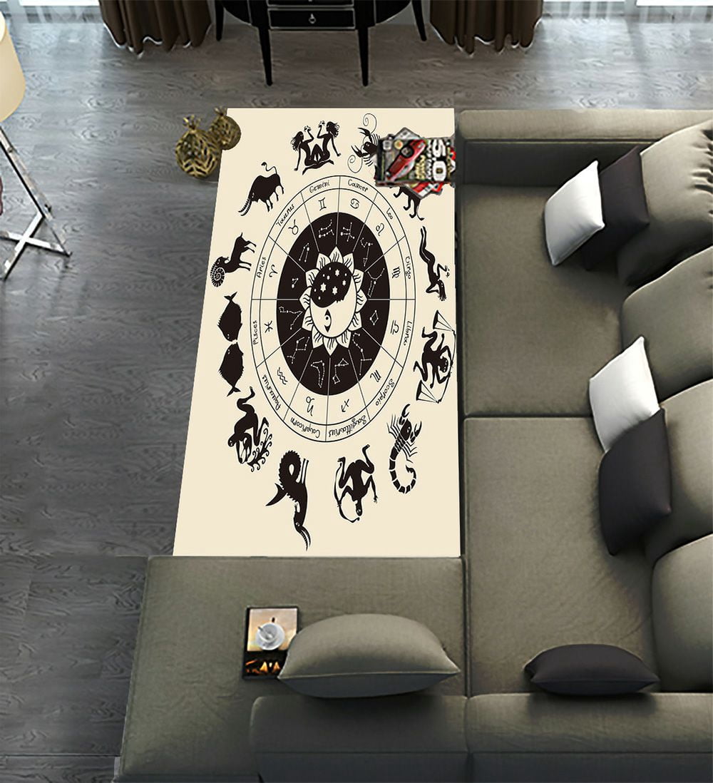 ECZJNT Circle Zodiac Signs Antique Style Runner Rug 2.6 x 7ft Long Area ...