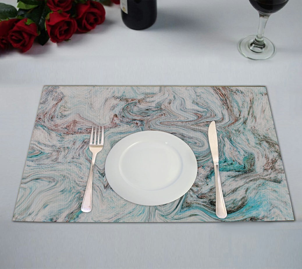 ECZJNT Colorful Marble Texture Placemat Table Mat Cup Mat 12x18 inch ...