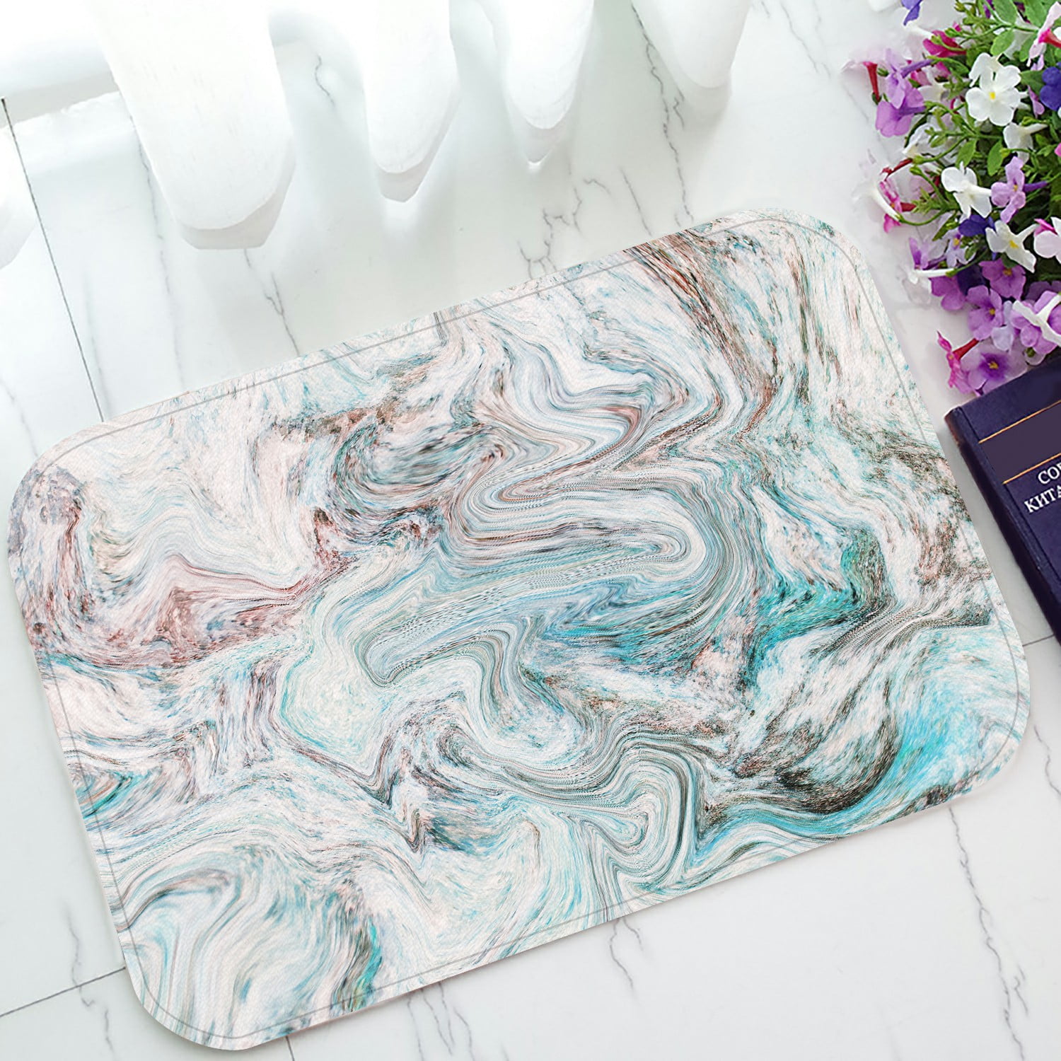 ECZJNT Colorful Marble Texture Welcome Doormat Bath Mat Rug Entrance ...
