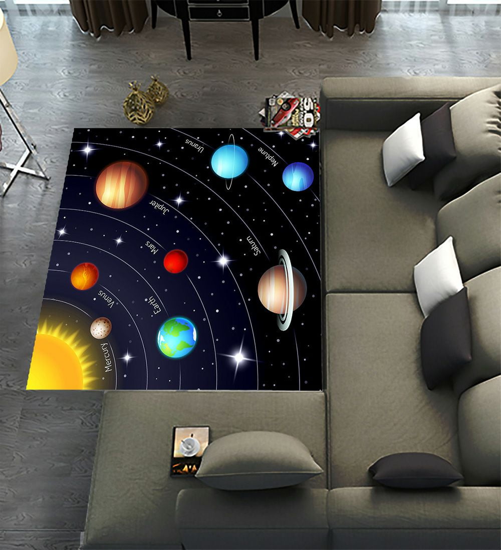 ECZJNT Colorful Solar System Orbits Twinkling Night Sky Stars Area Rugs ...