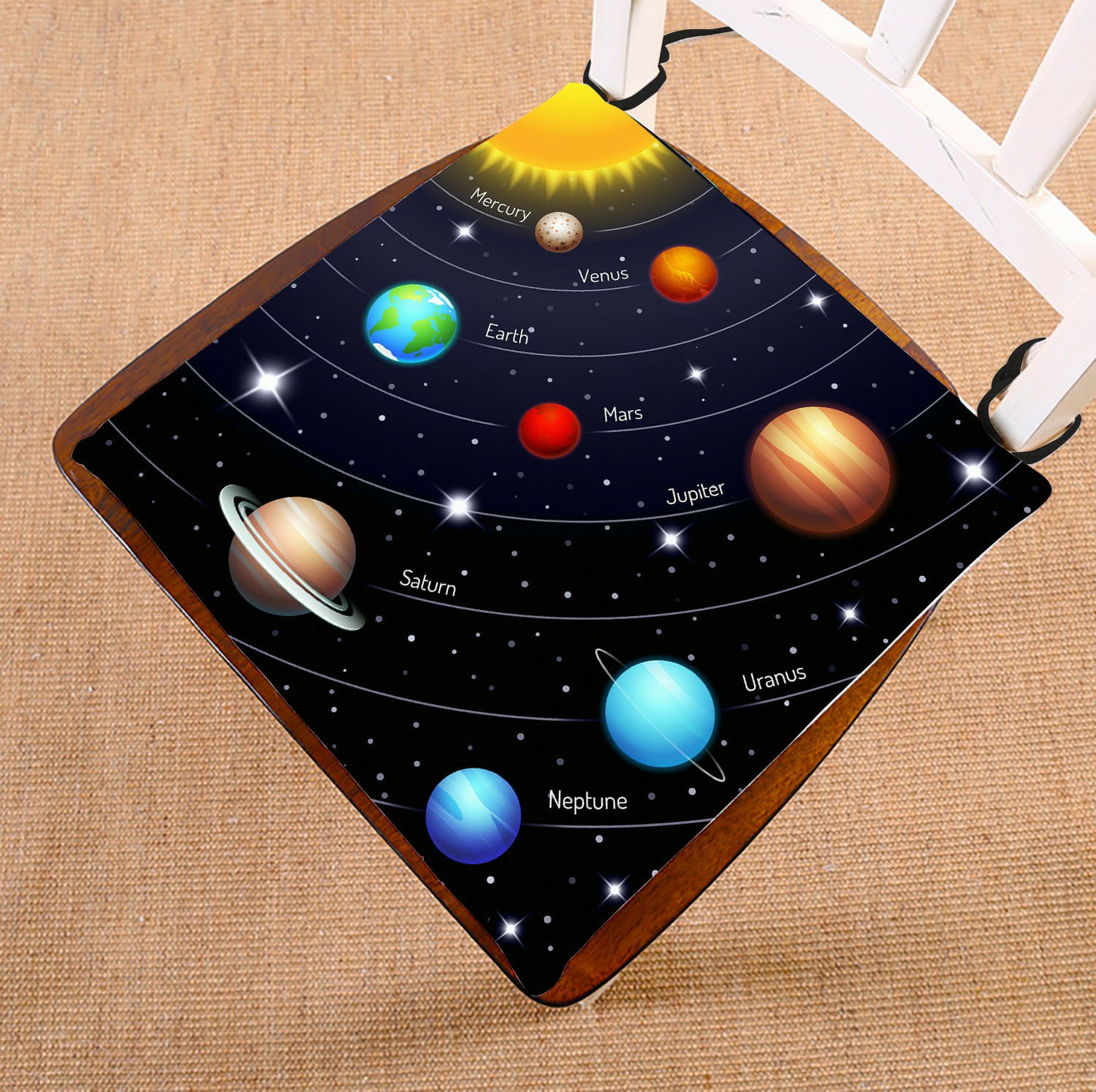 ECZJNT Colorful Solar System Orbits Twinkling Night Sky Stars seat pad ...