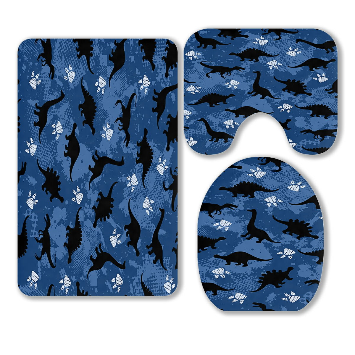 ECZJNT Colorful dinosaurs 3 Piece Bathroom Rugs Set Bath Rug Contour ...