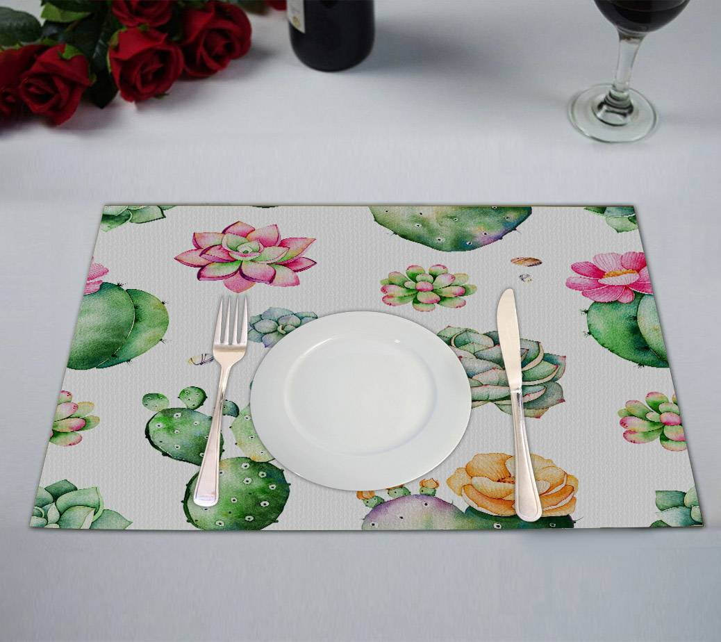 ECZJNT succulents plants pebble stones branches Placemat Table Mat Cup ...