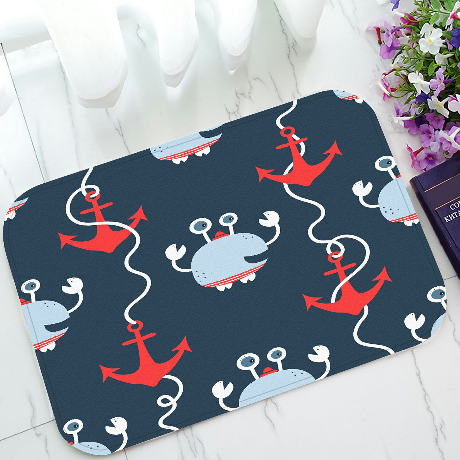 ECZJNT Crabs sea anchors Colorful Marine Doormat Bath Mat Rug Entrance ...