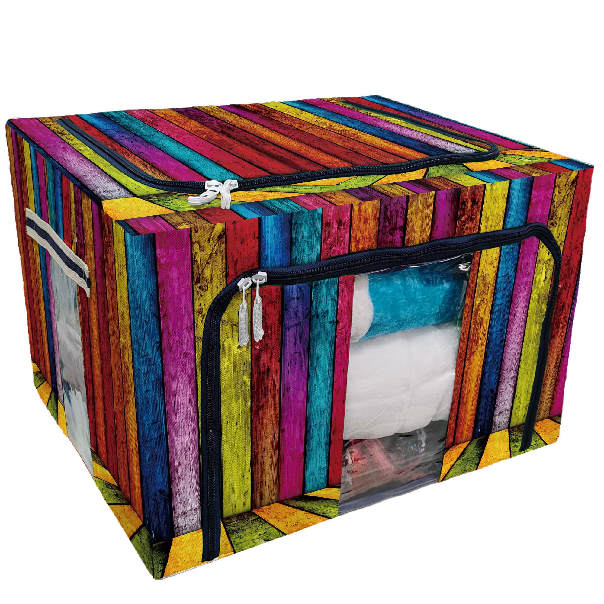 ECZJNT Creative Wooden Room Storage Bag Clear Window Storage Bins Boxes ...