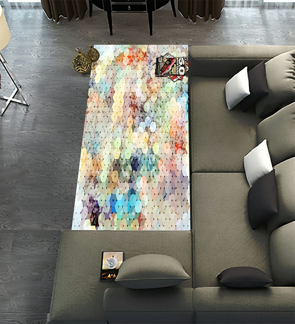 ECZJNT Cubes Geometric Runner Rug 2 x 10ft Long Area Rug Carpet for ...