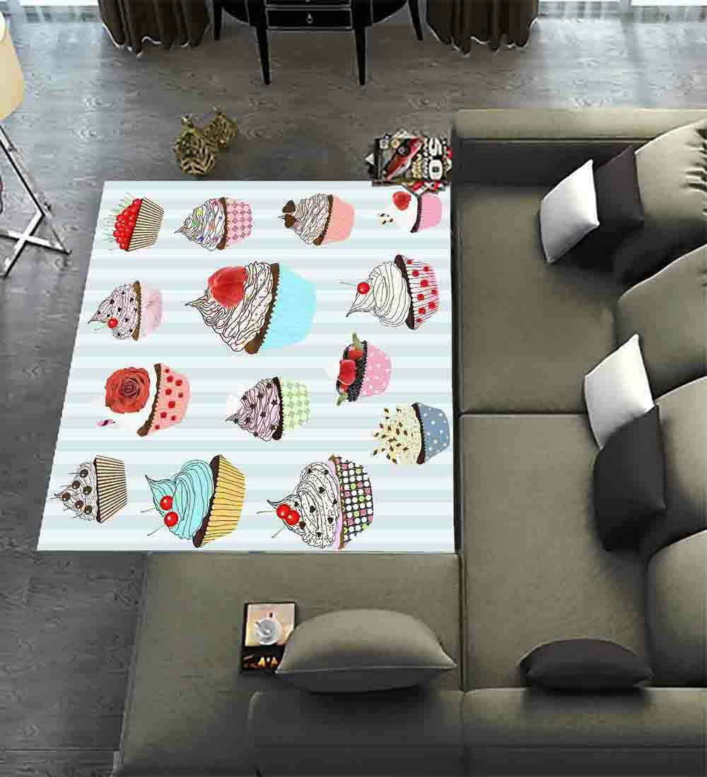 ECZJNT Cupcakes Design Area Rugs 5 x 7ft Floor Carpet Mat for Living ...
