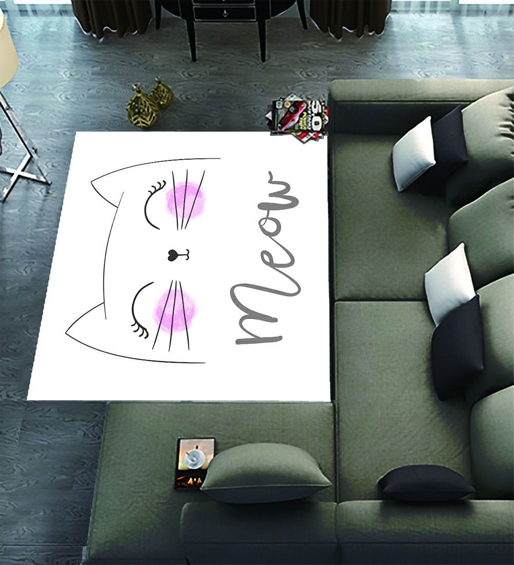 ECZJNT Cute Cat Children School Books Meow Slogan Animal Area Rugs 5 x ...