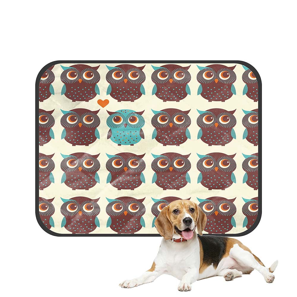 ECZJNT Cute Colorful Owl And Trees Pattern Pet Dog Cat Bed Pee Pads Mat ...